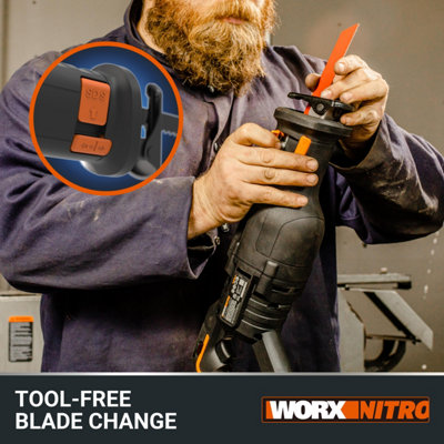 WORX 20V Cordless Brushless Reciprocating Saw with quick change blade ...