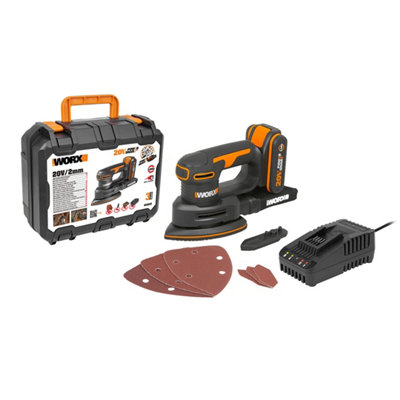 WORX 20V Cordless Detail Sander with 1x 2.0Ah Battery and Charger WX822