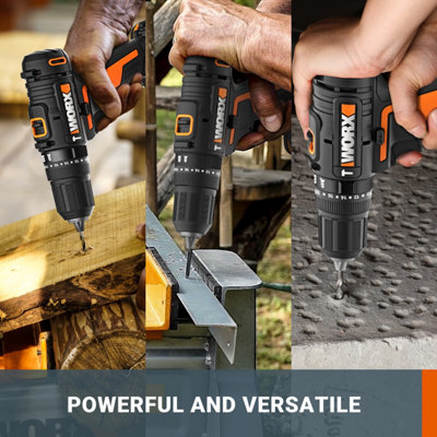 WORX 20V Cordless Hammer Drill with 2x 2.0Ah Batteries and Charger WX370.2