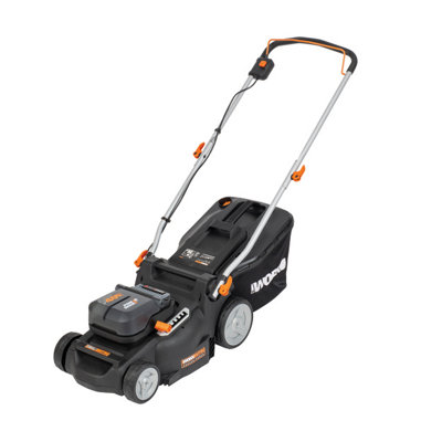 WORX 40V 37cm Cordless Brushless Lawn Mower with 2 x 4.0Ah Batteries ...