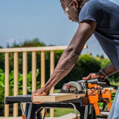 WORX Pegasus Versatile Multi Function Folding Work Table Saw horse with Quick Clamps Portable and Lightweight Workbench WX051