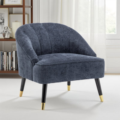 WOVEN CHENILLE BLUE SLIPPER BEDROOM ACCENT CHAIR