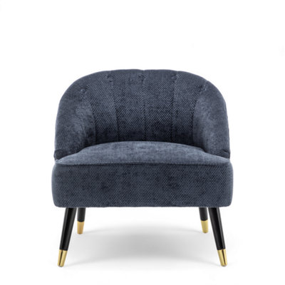 WOVEN CHENILLE BLUE SLIPPER BEDROOM ACCENT CHAIR