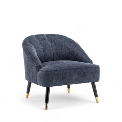 WOVEN CHENILLE BLUE SLIPPER BEDROOM ACCENT CHAIR
