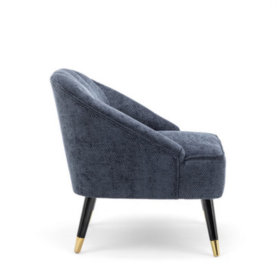 WOVEN CHENILLE BLUE SLIPPER BEDROOM ACCENT CHAIR