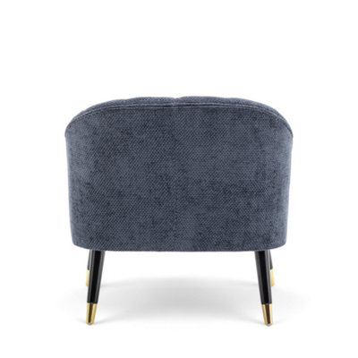 WOVEN CHENILLE BLUE SLIPPER BEDROOM ACCENT CHAIR