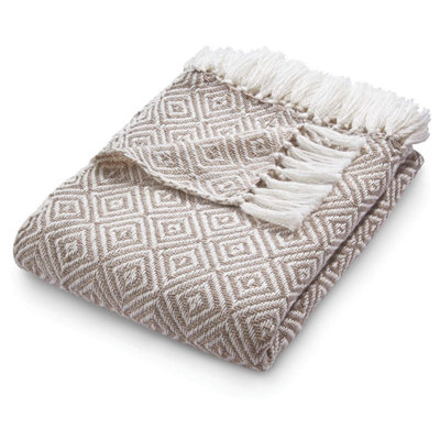 Woven Indoor Outdoor Washable Diamond Throw Natural - 130cm x 180cm