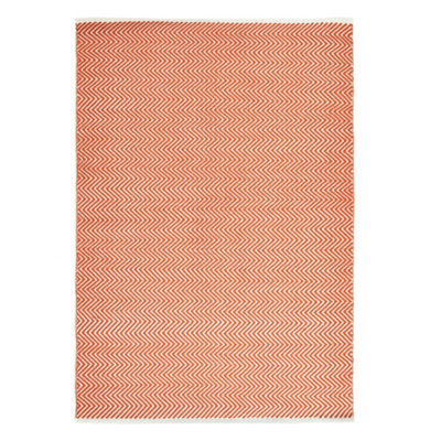 Woven Indoor Outdoor Washable Herringbone Reversible Rug Rust - 80cm x ...