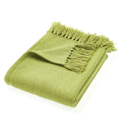 Woven Indoor Outdoor Washable Plain Throw Green - 130cm x 180cm