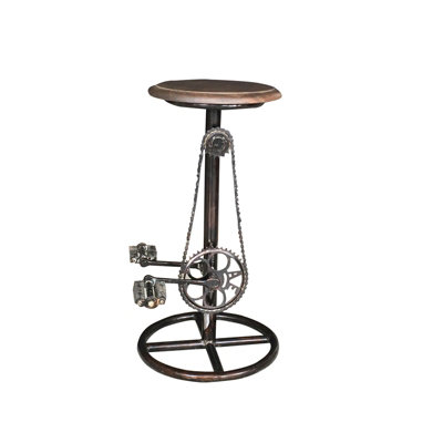 Wow Cycle Stool with Wooden Top - Mango Wood/Iron - L41 x W38 x H75 cm ...