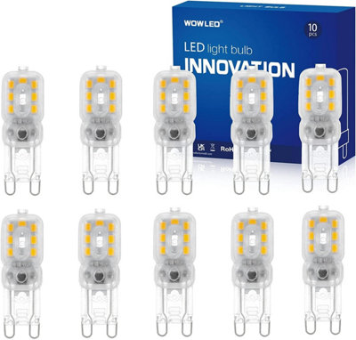 WOWLED 10 X G9 LED Light Bulb, 3W Warm White, Replace Halogen Bulbs ...