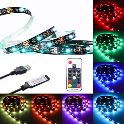 WOWLED USB RGB LED TV Backlight, 2M (6.6ft) LED Strip Light Multi Color Bias Lighting, USB ...