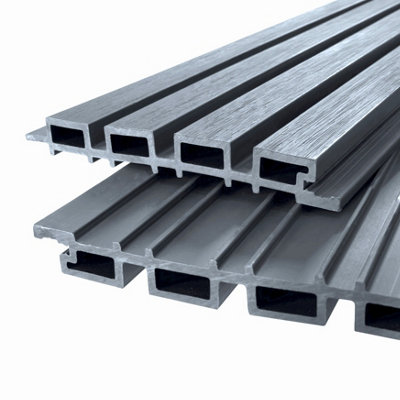 WPC Composite Cladding Grey Boards x 4 Co Extrusion Wall Slatted Panels ...