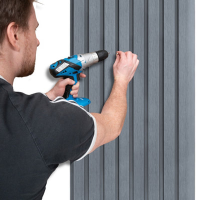 WPC Composite Cladding Grey Boards x 4 Co Extrusion Wall Slatted Panels ...