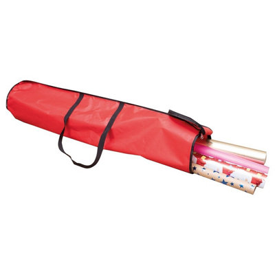 Wrapping Paper Storage Bag - Red Gift Wrap Organiser with Zip & Carry ...