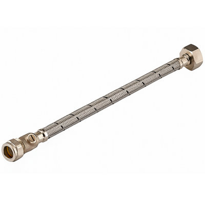WRAS Approved 15mm x 1/2" x 30cm Flexible Tap Connector with Isolating ...