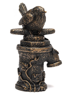 Wren On Tap Cane or Stake Topper - L5 x W4 x H8.5 cm