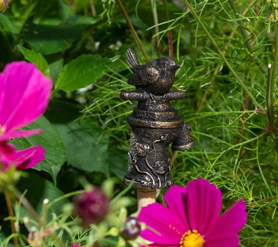 Wren On Tap Cane or Stake Topper - L5 x W4 x H8.5 cm