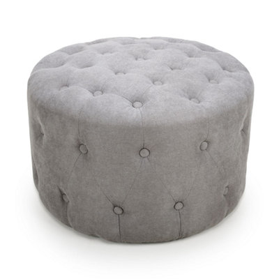 Wreschner Small Round Light Grey Pouffe