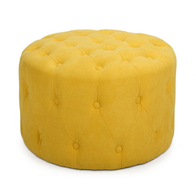 Wreschner Small Round Sunny Yellow Pouffe | DIY at B&Q