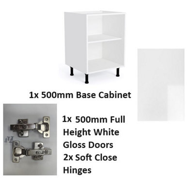WTC Vogue White Gloss 500mm Base Unit Complete With Doors and Soft Close Hinges