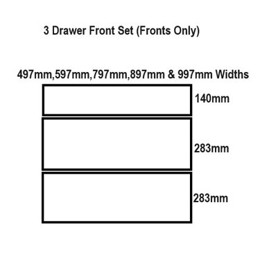 WTC White Gloss Vogue Lacquered Finish 900mm 3 Drawer Drawer Front ...