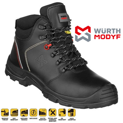 WURTH MODYF BLACK SAFETY BOOTS WITH ESD LINING, STEEL TOECAP & MIDSOLE.