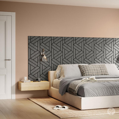 WVH Grey Oak Weave Geometric Wood Veneer Acoustic Felt Backing ...