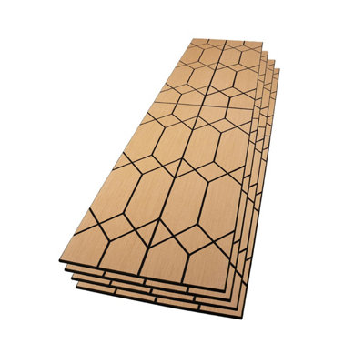 WVH Oak Art Deco Geometric Wood Veneer Acoustic Felt Backing Decorative ...