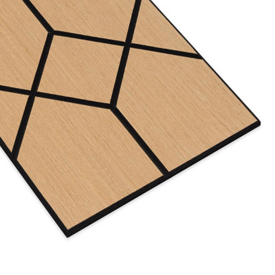 WVH Oak Art Deco Geometric Wood Veneer Acoustic Felt Backing Decorative ...