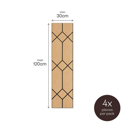 WVH Oak Art Deco Geometric Wood Veneer Acoustic Felt Backing Decorative ...