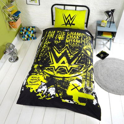 WWE Duvet Cover Set Reversible Wrestling Pillowcase Bedding Quilt Green ...