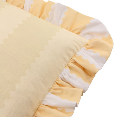 Wylder Birdie Stripe Ruffle Feather Filled Cushion, Butter Yellow, 45 x ...