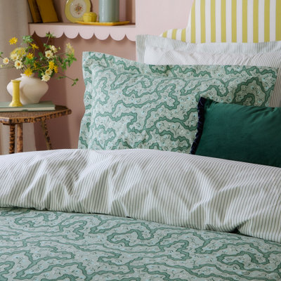 Wylder Brianna Floral 100% Cotton Duvet Cover Set, Double, Green