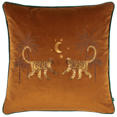 Wylder Dusk Monkey Embroidered Feather Rich Cushion