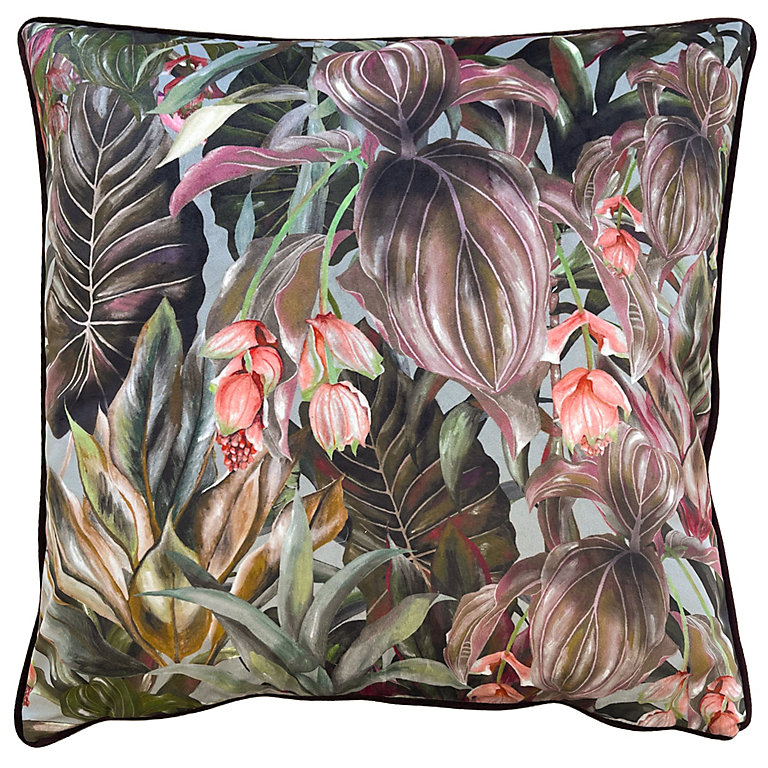 Wylder Mogori Wild Medinilla Piped Velvet Cushion Cover | DIY at B&Q Wylder Mogori Wild Medinilla Piped Velvet Cushion Cover | DIY at B&Q