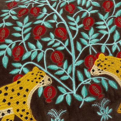 Wylder Tropics Aritra Embroidered Velvet Feather Rich Cushion