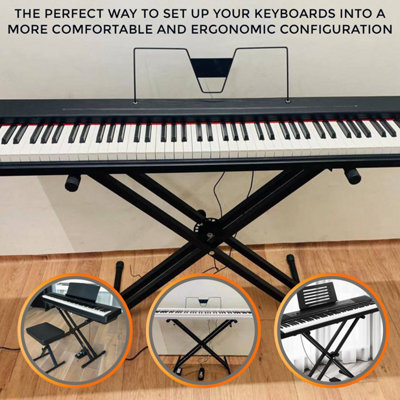 Music Stand Keyboard Stand And Bench Set - Double-X Design With 7 ...