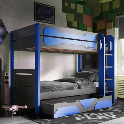 X-Rocker Battalion Bunk Bed Gaming Bed Wooden Single 3ft Space Saving ...