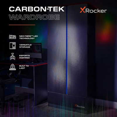 X ROCKER CARBON-TEK LED 2-DOOR WARDROBE WITH DRAWER - GREY / BLUE RGB