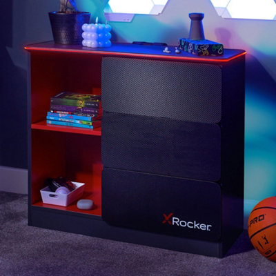 X-Rocker Carbon-Tek RGB Chest of 3 Drawers, 2 Shelves Sideboard Unit ...