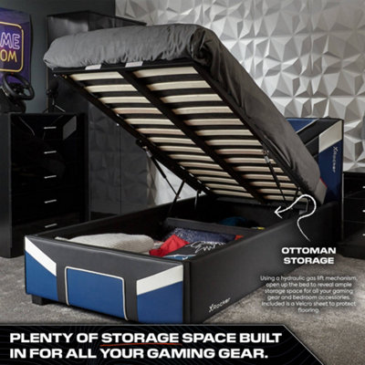 X-Rocker Cerberus MKII Ottoman Gaming Bed with Underbed Storage ...