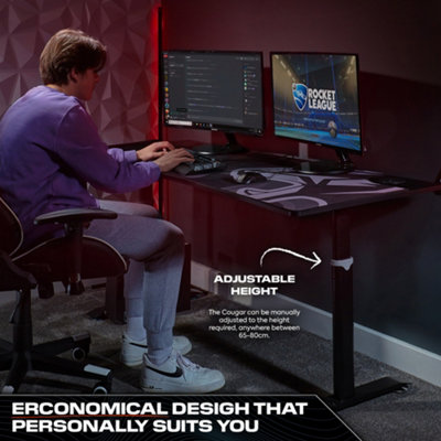 X Rocker Cougar XL Height Adjustable Gaming Desk 160cm Ultra Wide with FREE Mousepad BLACK
