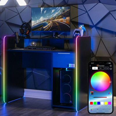 X Rocker Electra 110cm RGB Gaming Desk with Wireless Charging - Black