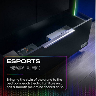 X-Rocker Electra RGB Double Wardrobe 2 Doors 1 Drawer Shelf App ...