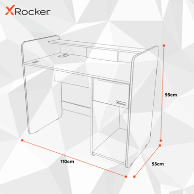 X-Rocker Electra RGB Gaming Desk 110cm Wide PC Computer Table Drawer ...