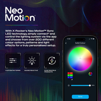 X-Rocker Electra RGB Gaming Desk 110cm Wide PC Computer Table Drawer ...