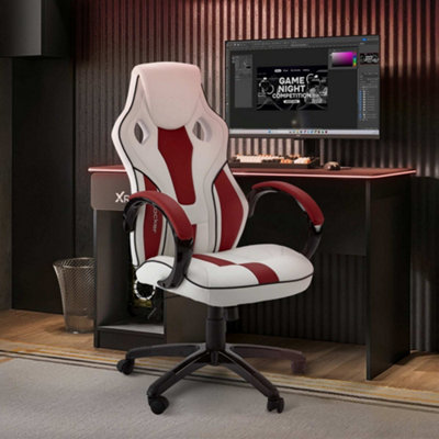 X Rocker Home Office chair PU Leather Adjustable Gaming Seat White Red ...