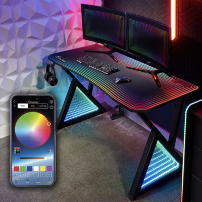 X Rocker Infinity RGB 140cm App-Controlled LED Gaming Desk with Full ...