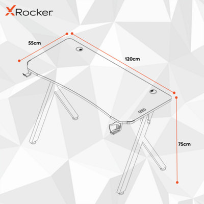 X-Rocker Lumio 120 x 61cm RGB Gaming Desk, Large Gaming Table with ...